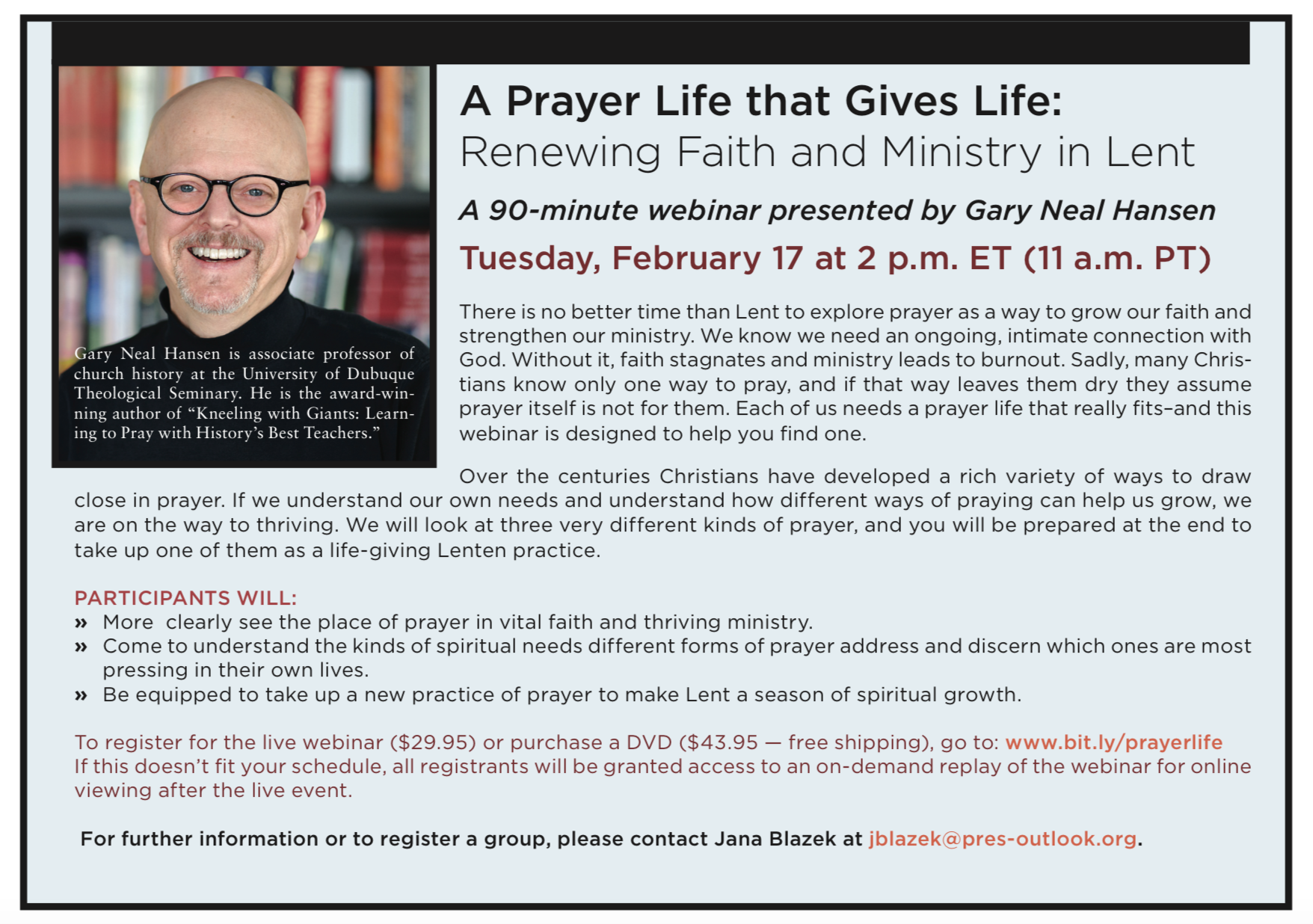 Join Me for My First Webinar! "A Prayer Life that Gives Life" - Gary ...